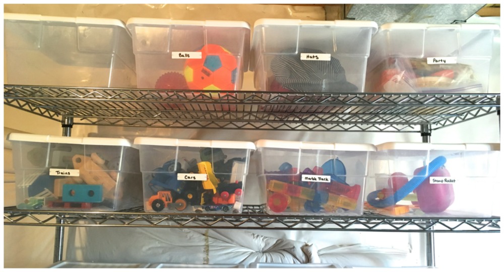 Toy Rotation System Using Plastic Bins and Shelves