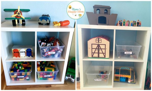 Toy Rotation System Using Plastic Bins and Shelves